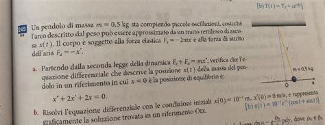 Un Pendolo Di Massa M 05 Kg Sta Compiendo Piccole Oscillazioni Cosicché Larco Descritto Dal
