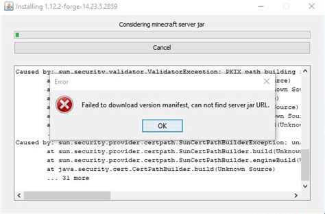 installing considering minecraft server jar cancel [ceused by sun
