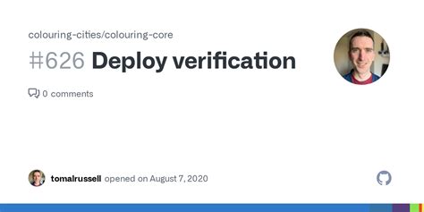 Deploy Verification · Issue 626 · Colouring Citiescolouring Core · Github