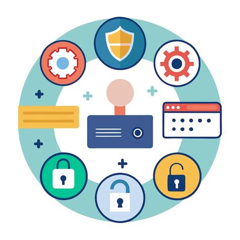 Circle Of Colorful Icons Showing Security Features Settings And Lock