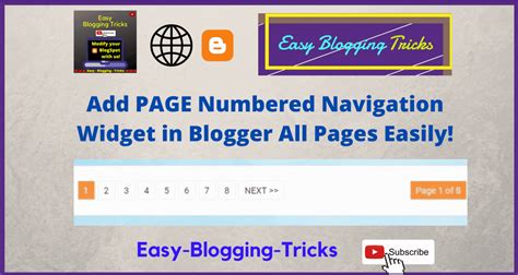 how to add numbered page navigation widget in all pages homepages and