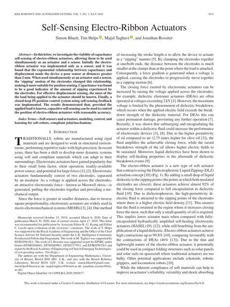 Pdf Self Sensing Electro Ribbon Actuators