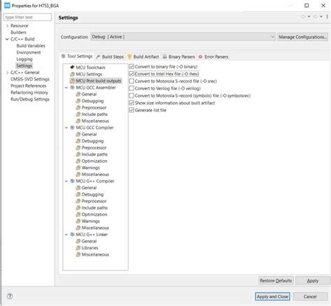Solved How Does One Generate A Hex File From Stm32cubeid Stmicroelectronics Community
