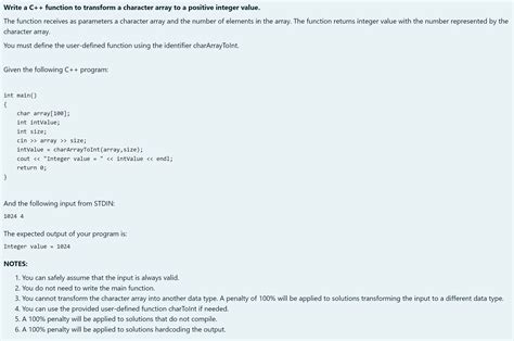 Solved Write A C Function To Transform A Character Array Chegg Com