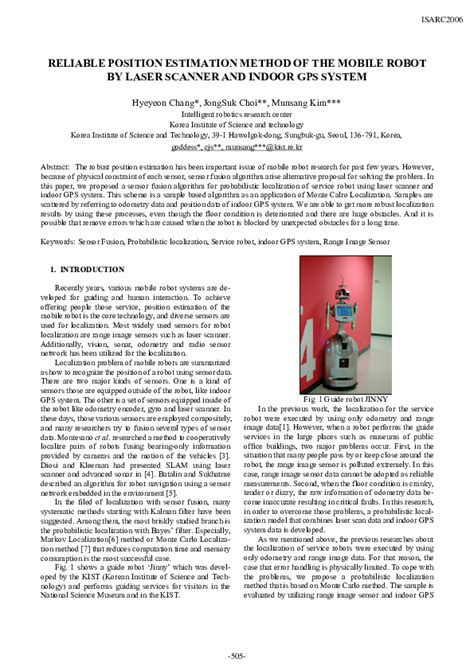 Pdf Reliable Position Estimation Method Of The Mobile Robot By Laser Scanner And Indoor Gps System