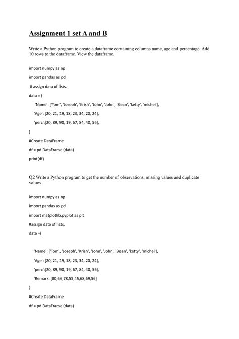 Tybsc Practical Its Helpful Assignment 1 Set A And B Write A Python