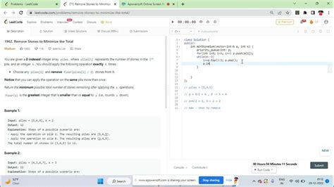 Leetcode 1962 Remove Stones To Minimize The Total Leetcode Daily
