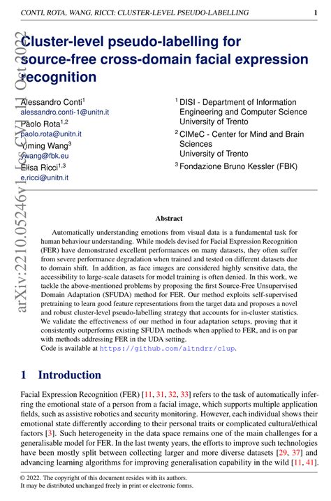 Pdf Cluster Level Pseudo Labelling For Source Free Cross Domain