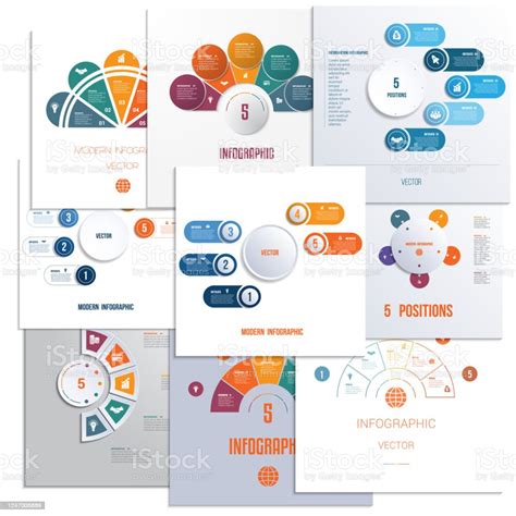 워크플로우 배너 다이어그램 웹 디자인 타임라인 지역 차트 숫자 옵션에 사용할 수 있는 5가지 위치에 대한 인포그래픽스 개념적 주기적 프로세스 9개 설정 반원에 대한 스톡