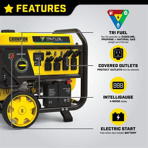 Champion 8000w10000w Tri Fuel Generator W Co Shield Canadian Tire