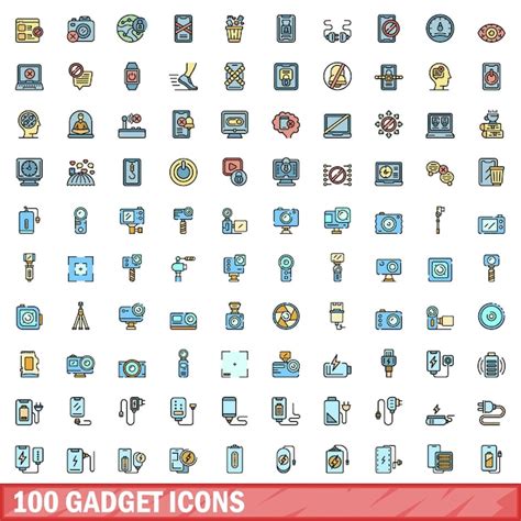 Premium Vector 100 Gadget Icons Set Color Line Set Of Gadget Vector