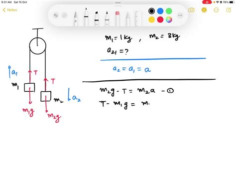 two 0 60 kilogram objects are connected by a thread that passes over a
