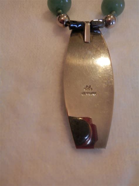 Arne Johnsen Denmark Sterling Jade And Abalon Shell Necklace Mid