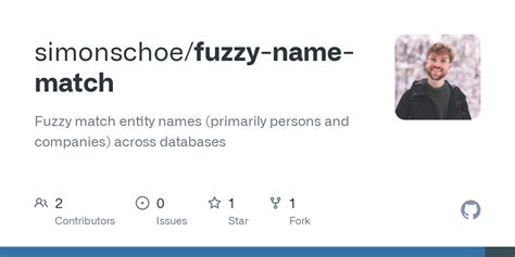 github simonschoe fuzzy name match fuzzy match entity names