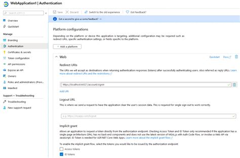 C Change RedirectURI And CallbackPath For AzureAD Authentication In Net Core Web App