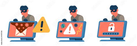 Computer Virus Detection Icons Account Password Phishing Laptop