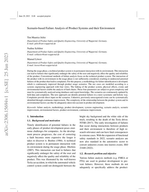 Scenario Based Failure Analysis Of Product Systems And Their