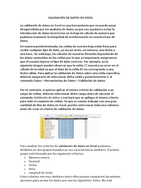 validación de datos en excel pdf microsoft excel macro informática