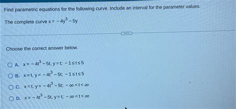 solved find parametric equations for the following curve