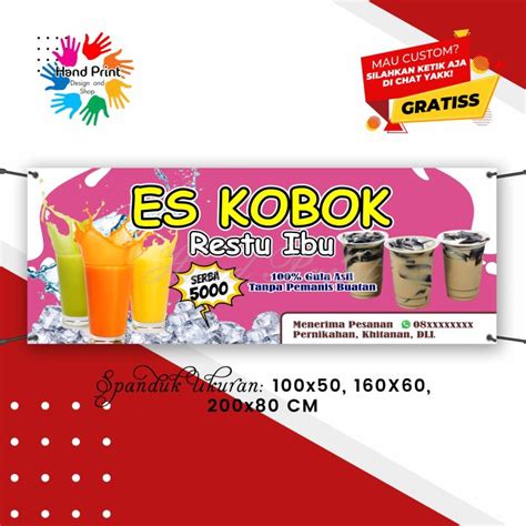Cetak Spanduk Banner Jualan Es Kobok Dan Jus Suah Es Cincau Mmt Spanduk Custom 200x80 Lazada