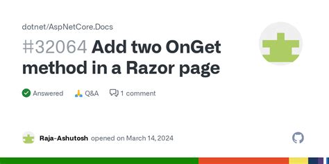 Add Two Onget Method In A Razor Page · Dotnet Aspnetcoredocs · Discussion 32064 · Github