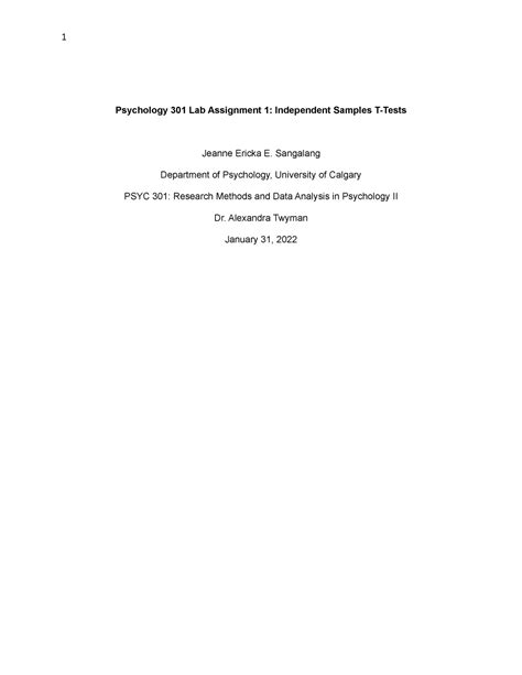 psychology 301 lab assignment 1 psychology 301 lab assignment 1
