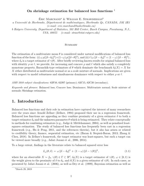 Pdf On Shrinkage Estimation For Balanced Loss Functions
