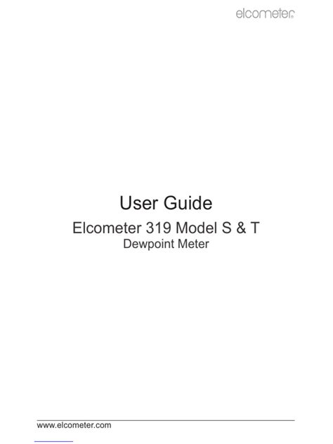 Elcometer 319 Hygrometer Machine Manual Pdf Statistics Humidity