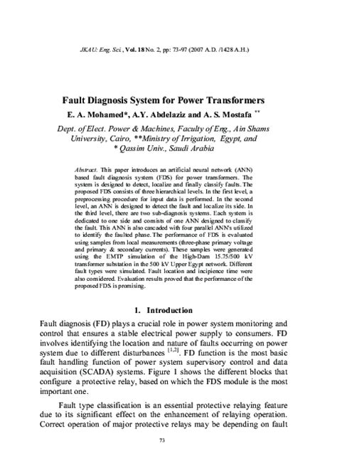 Pdf Fault Diagnosis System For Power Transformers