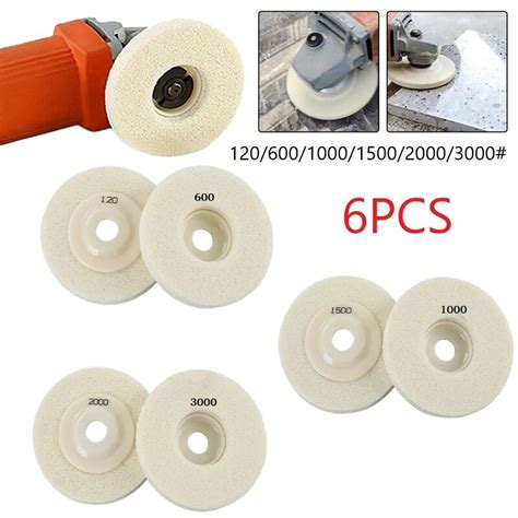 양모 연마 휠 버핑 패드 앵글 연마기 휠 연마 디스크 금속 대리석 유리 세라믹 연삭용 4 인치 100mm 6 개 연마 도구