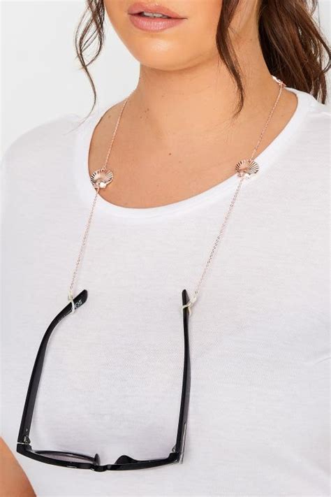 Rose Gold Shell Sunglasses Chain Yours Clothing