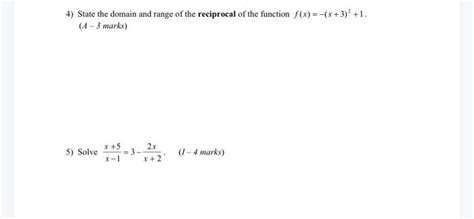 solved 4 state the domain and range of the reciprocal of