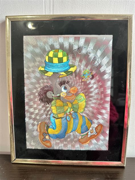 Vintage Kafka Clown Foil Screened Etchings Etsy