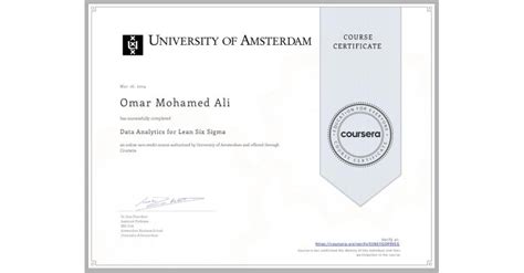 Omar M Eldwiny On Linkedin Completion Certificate For Data Analytics For Lean Six Sigma 10