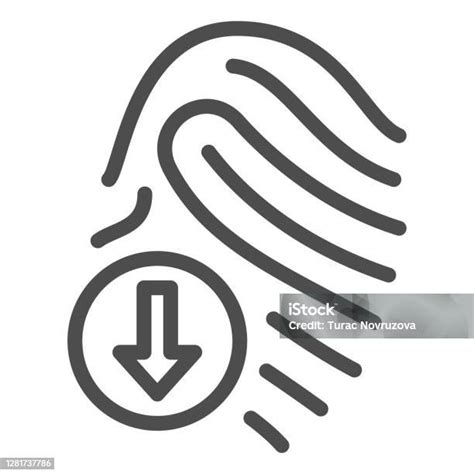 지문 스캐너 라인 아이콘 로봇화 개념 흰색 배경에 손가락 기호가 있는 식별 윤곽선 스타일의 지문 식별 스캔 시스템 아이콘 벡터 그래픽 감지기에 대한 스톡 벡터 아트 및 기타