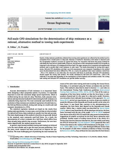 Pdf Full Scale Cfd Simulations For The Determination Of Ship Resistance As A Rational