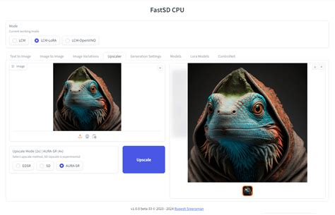 fastsd cpu v1 0 0 beta 33 release with aura sr 4x upscaler r