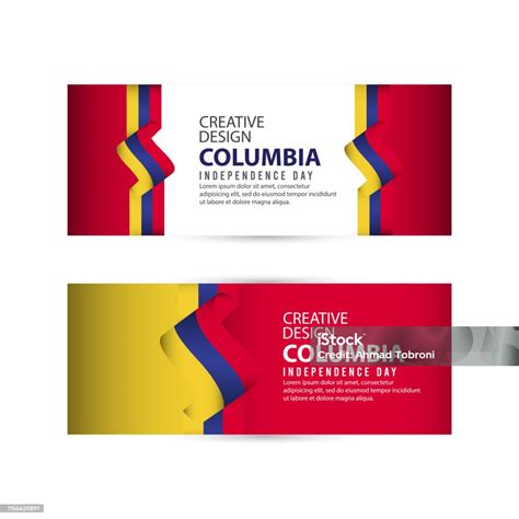 컬럼비아 독립 기념일 포스터 창조적 인 디자인 일러스트 벡터 템플릿 7월에 대한 스톡 벡터 아트 및 기타 이미지 7월 기 기념일 Istock