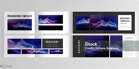 가로 디자인 브로셔 커버 디자인 전단지 책 디자인 잡지에 대한 수평 프리젠 테이션 템플릿의 벡터 레이아웃 디지털 데이터 시각화 다각형 과학 어두운 배경 0명에 대한 스톡