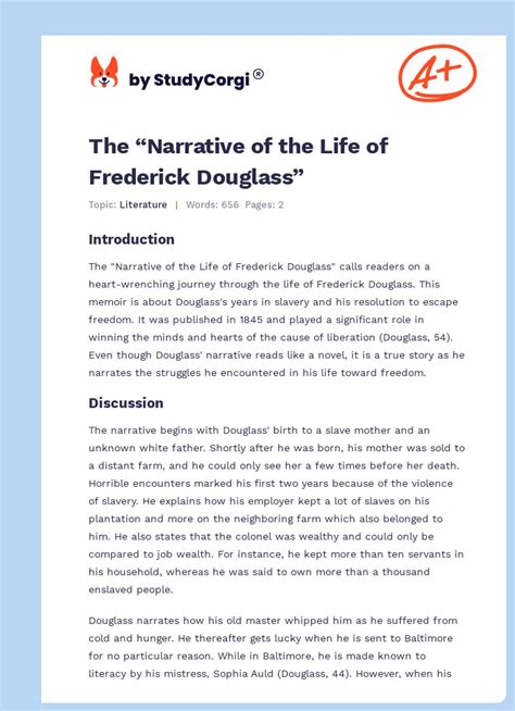 Frederick Douglasss Narrative Legacy Of Resilience Free Essay Example