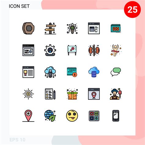 Mobile Interface Filled Line Flat Color Set Of Pictograms Of Development Coding Game Code