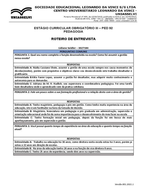 3roteirodeentrevista Estágioiiiped 5 Pdf