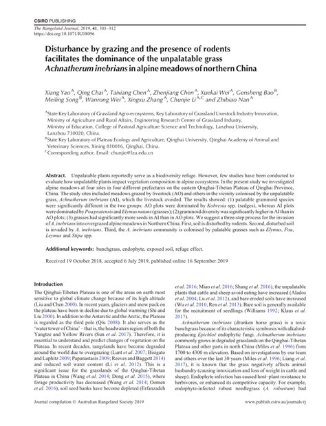 Pdf Disturbance By Grazing And The Presence Of Rodents Facilitates