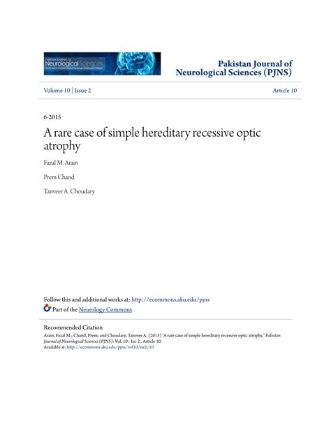 Pdf A Rare Case Of Simple Hereditary Recessive Optic Atrophy
