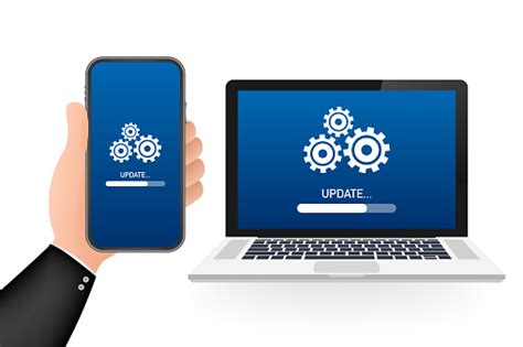 시스템 소프트웨어 업데이트 데이터 업데이트 또는 화면의 진행률 표시줄과 동기화할 수 있습니다 벡터 일러스트레이션 웹페이지에 대한