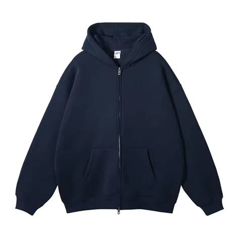 Navy Blue Double Zip Up Hoodie Fluenced