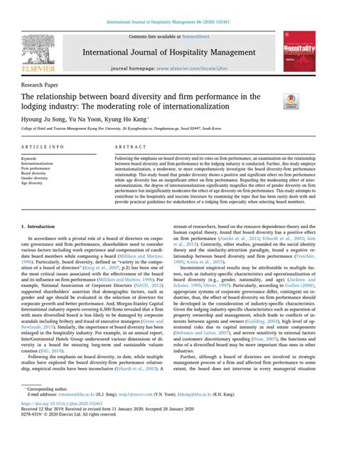 Song Et Al 2020 The Relationship Between Board Pdf