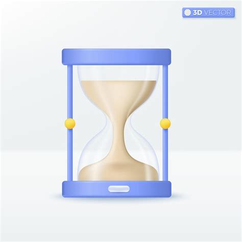 모래 아이콘 기호가 있는 모래시계 업무 시간 카운트다운 시간 및 마감 개념 3d 벡터 격리된 그림 디자인 만화 파스텔 최소 스타일 디자인 Ux Ui 인쇄 광고에 사용할 수