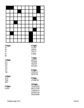 Crossnumber Puzzle Freebie By Madison Ingle TPT