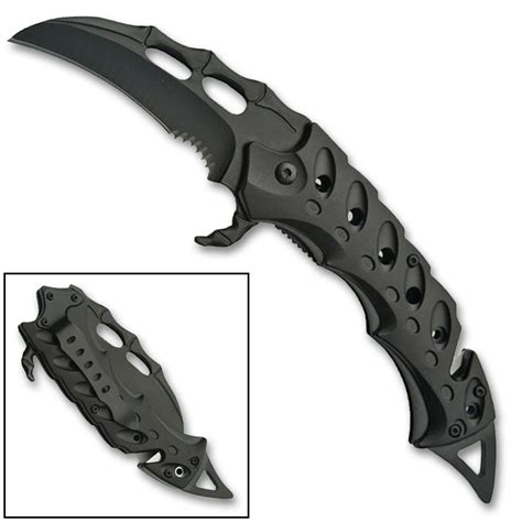 Bone Claw Spring Assisted Karambit Serrated Razor Pocket Knife